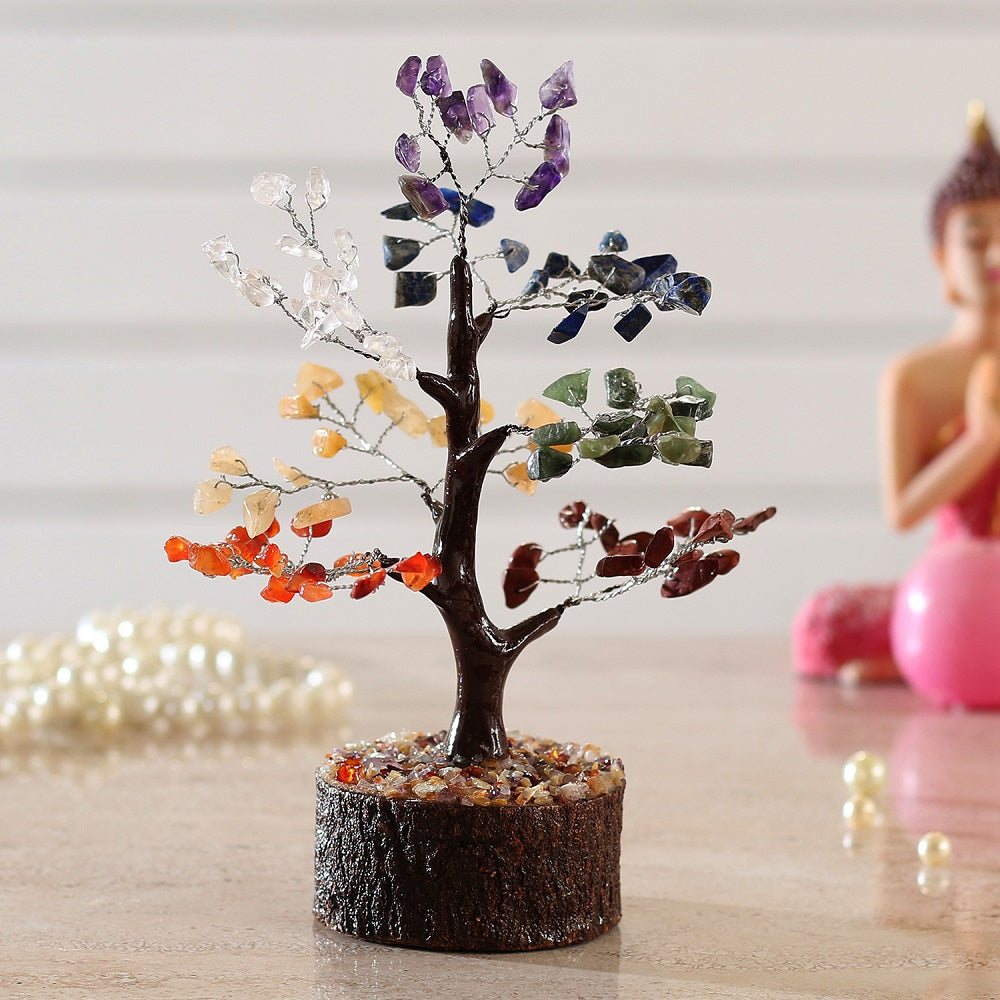 Chakra Crystal Wish Tree Neem Base 19cm – Windsor Health